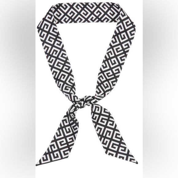 Givenchy | Accessories | Givenchy Logo Black White Monogram Twilly Silk ...